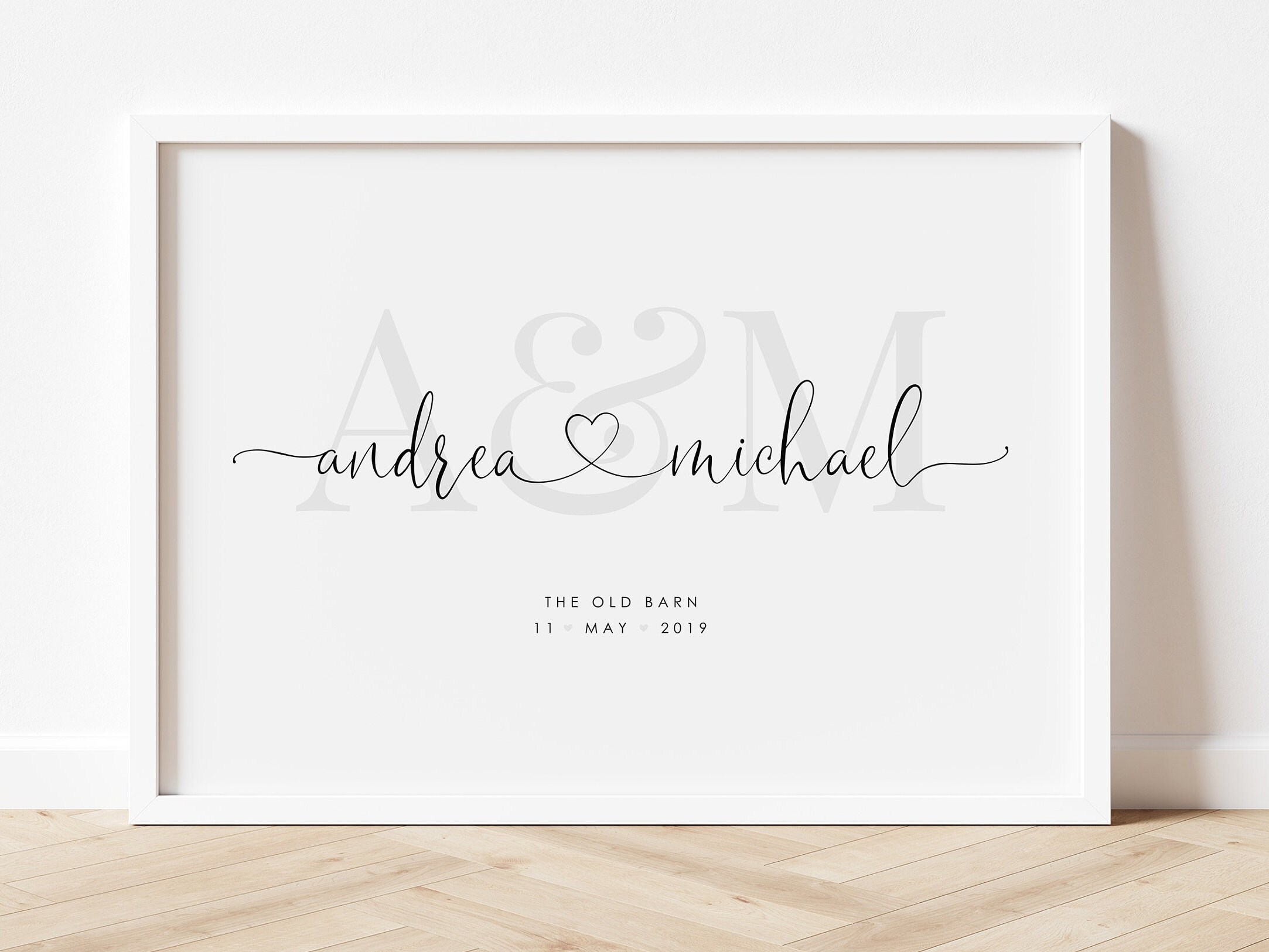 Personalised Wedding Print With Names and Initials Gift for | Etsy UK