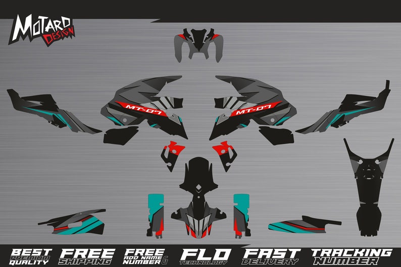 Yamaha MT-07 FZ-07 2021 2022 2023 Graphics Kit Decals Stickers Dekor ...