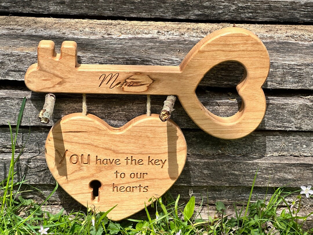 Key to Our Hearts | Hanging Key & Heart | Mother's Day | 2-sided ...