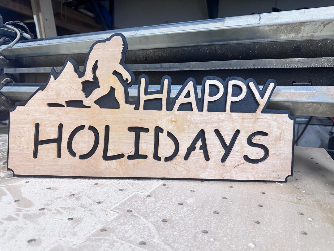 Happy Holidays Sign | SVG File | CNC Router | Laser Engraver Cutter ...