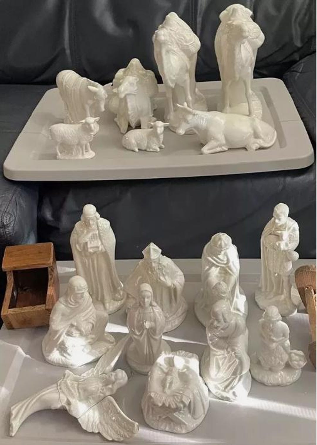 Vintage Holland Molded Nativity Set of 17 Pieces Beige White 5 Pieces ...