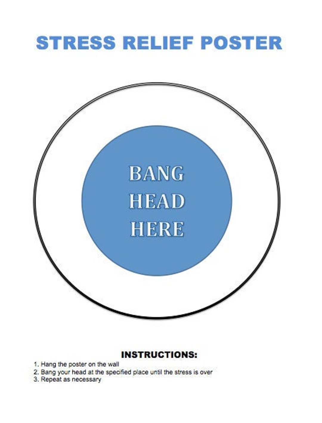 Printable Stress Relief Poster - Humorous, Funny, Gift, Stress ...