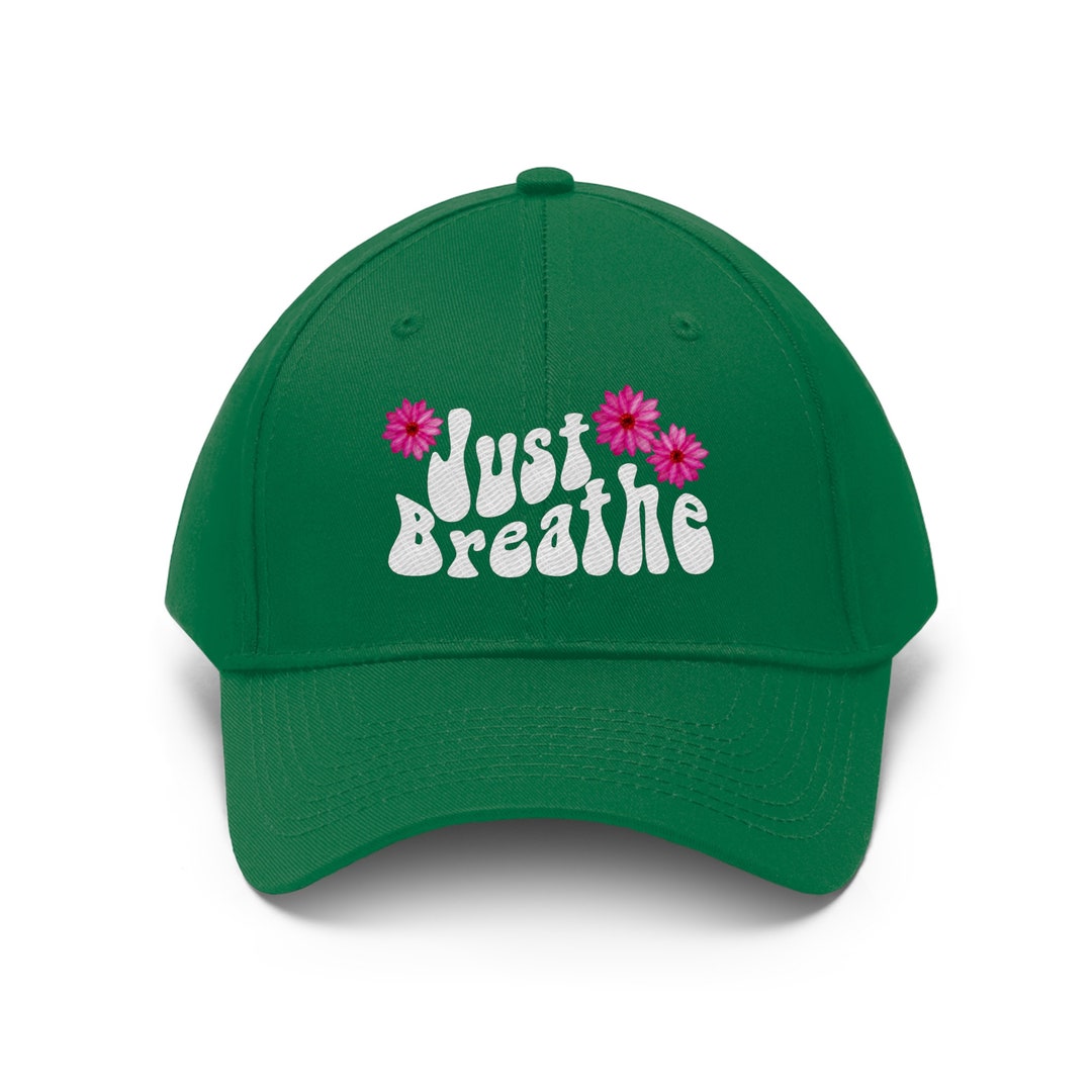 Retro Hat Just Breathe Hat Yoga Hat Relax Hat Flower Baseball Hat Quote ...