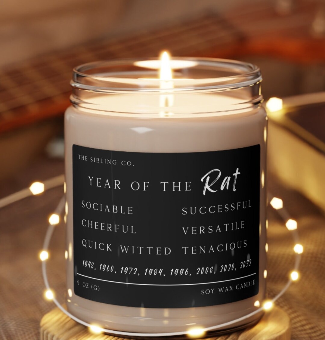 Year of the Rat Scented Soy Candle, 9oz Funny Candle Chinese Lunar ...
