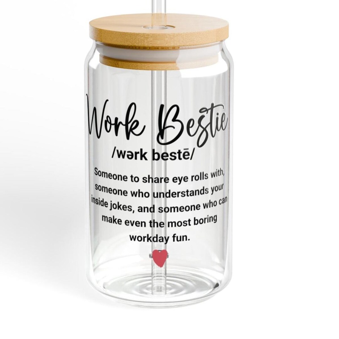 Work Bestie Sipper Glass, 16oz Work Bestie Funny Definition Sipper Cup ...