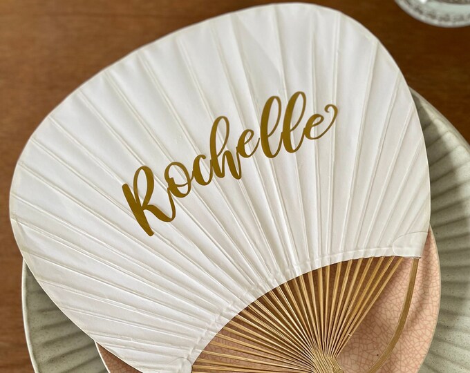 Personalised Paper Wedding Paddle Fan | Place Cards | Wedding Favours ...