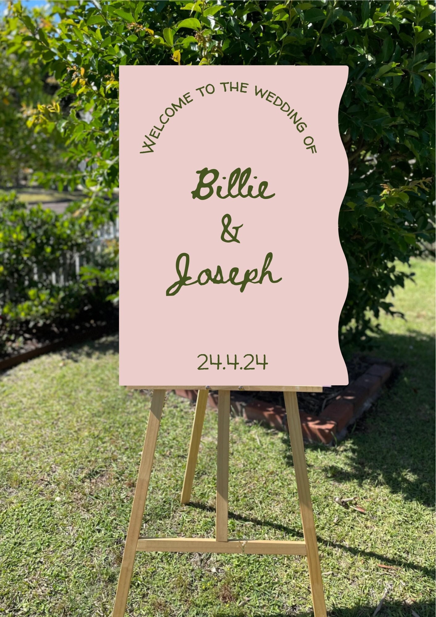 Wavy Acrylic Wedding Welcome Sign Event Sign Side Wave Wedding Sign ...