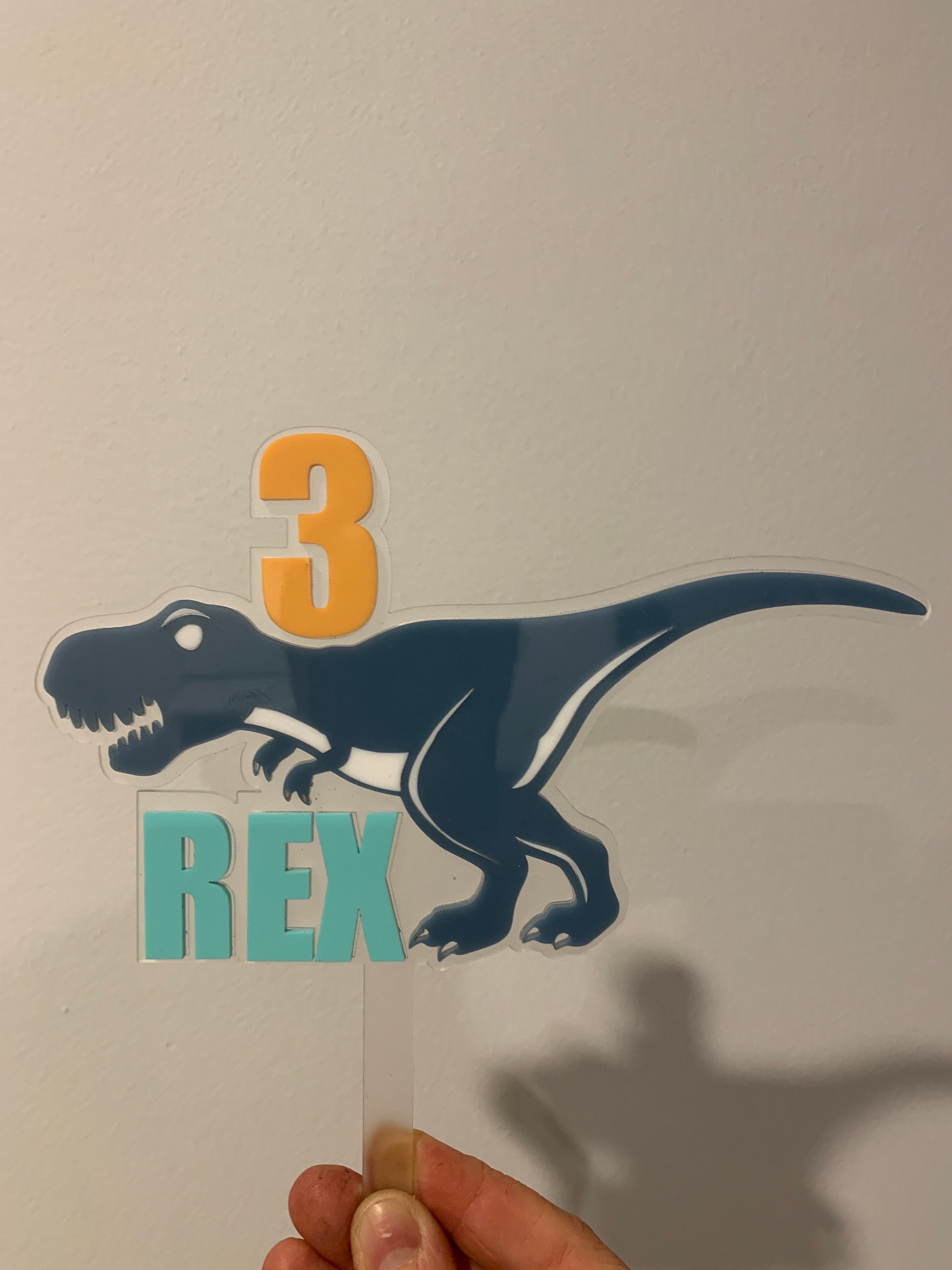 Acrylic Personalised T-rex Cake Topper With Age - Etsy