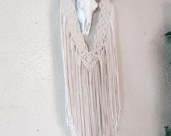 Faux Long Horn Cow Skull Macrame Wall Decor Handmade - Etsy