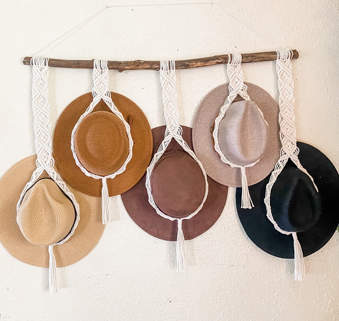 Large Macrame Hat Hanger 5 Hats - Etsy