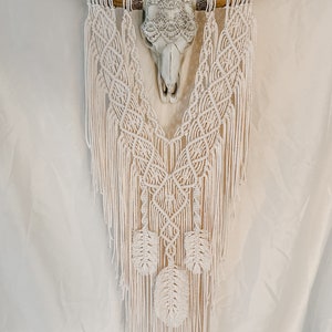 Faux Long Horn Cow Skull Macrame Wall Decor Handmade - Etsy