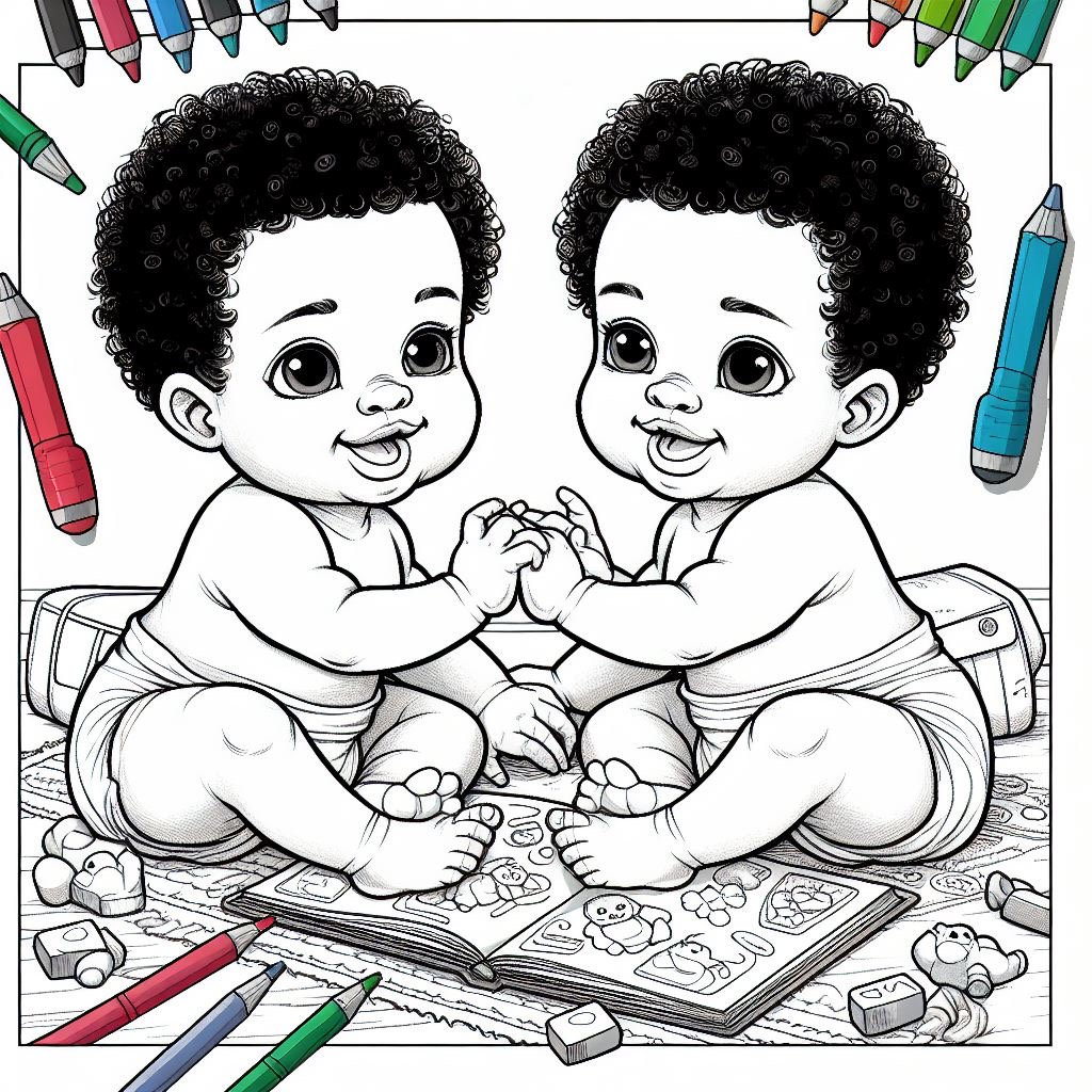 Twin Babies Coloring Pages - Etsy