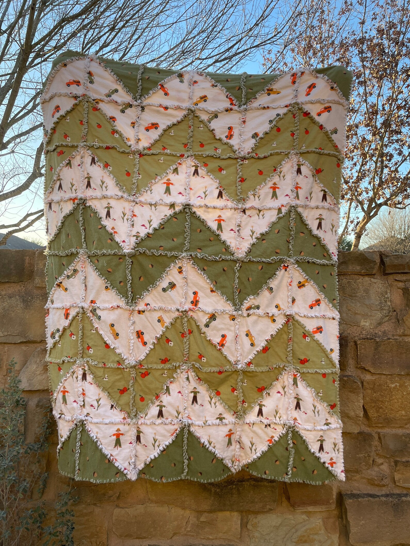 Fall Scarecrow Chevron Rag Quilt Personal (60 X 45) Throw Size - Etsy