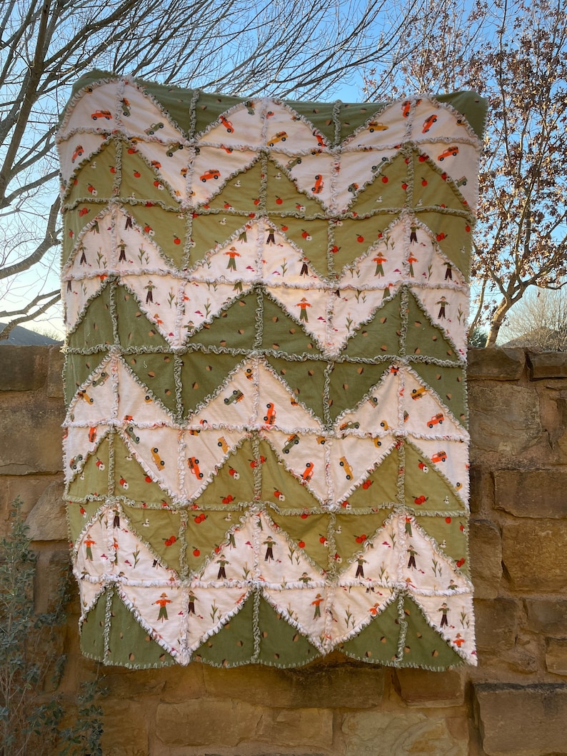 Fall Scarecrow Chevron Rag Quilt Personal (60 X 45) Throw Size - Etsy