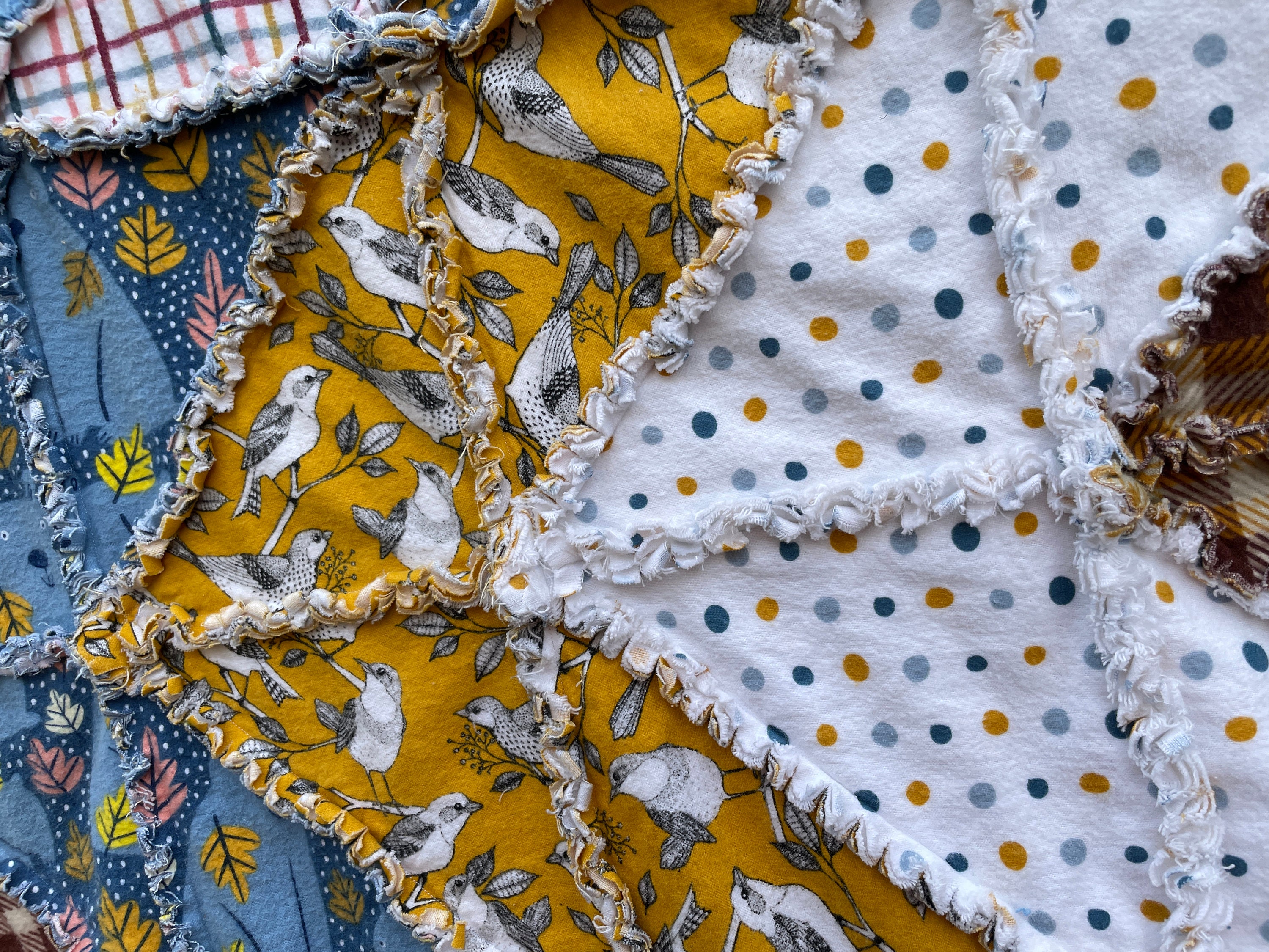 Autumn Gold/blue Arrows Rag Quilt Large (75 X 60) Throw Size - Etsy