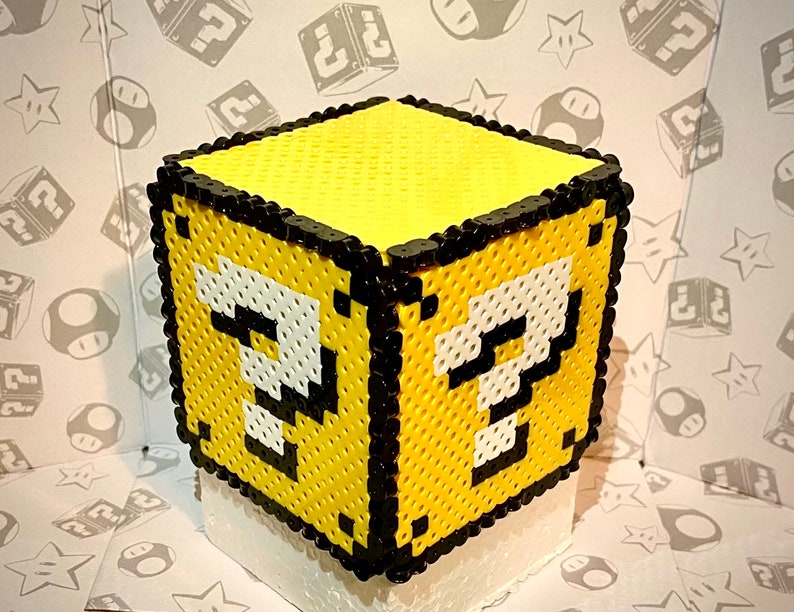 Super Mario Bros. Question Block Coin Bank Pixel Art Perler - Etsy