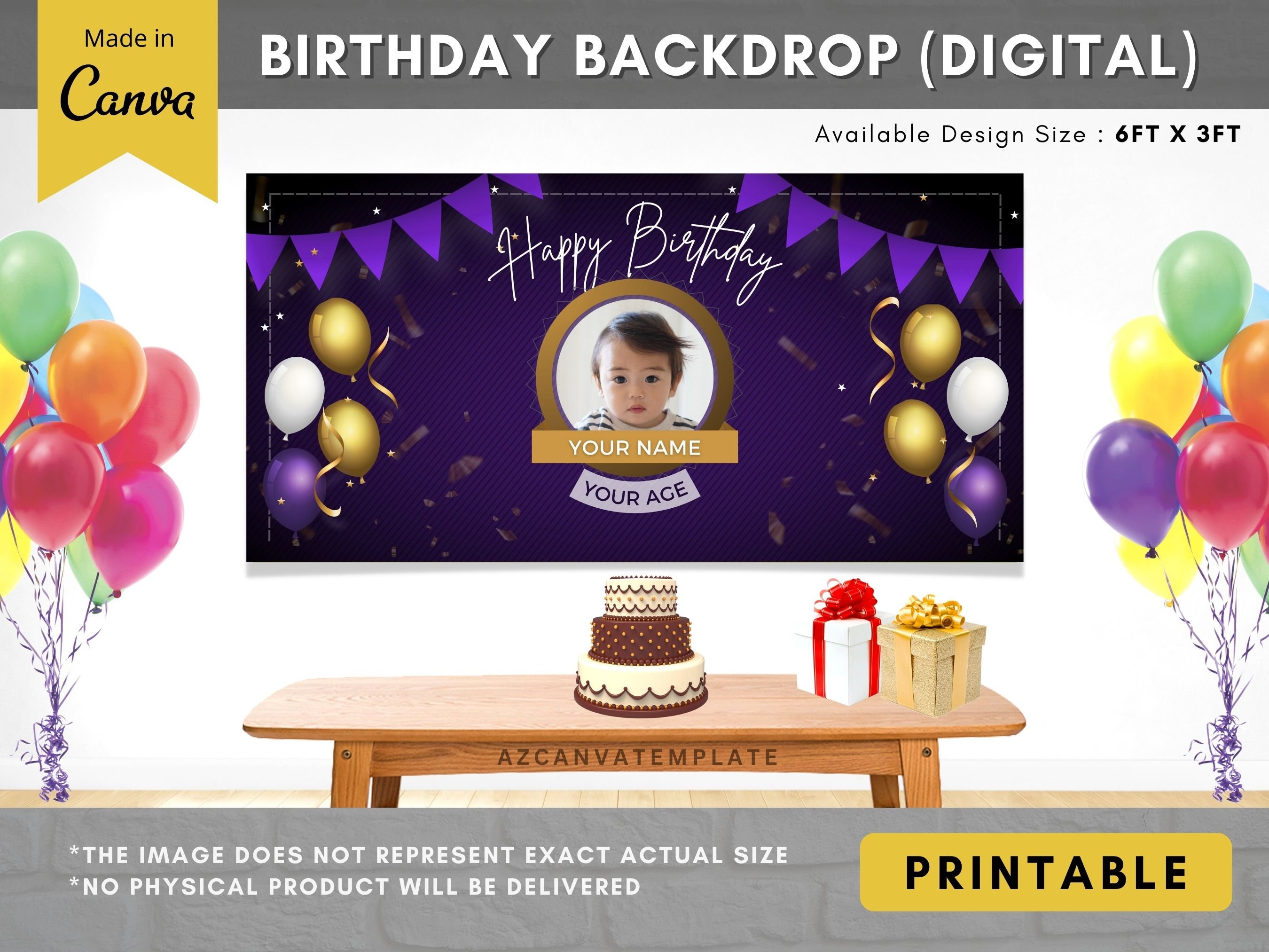 Happy Birthday Banner Personalized, Custom Banner, Purple Birthday ...