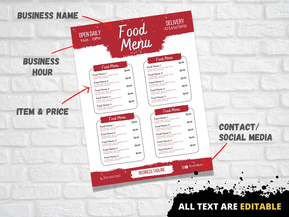 Price List Template Small Business Pricing Editable in Canva - Etsy