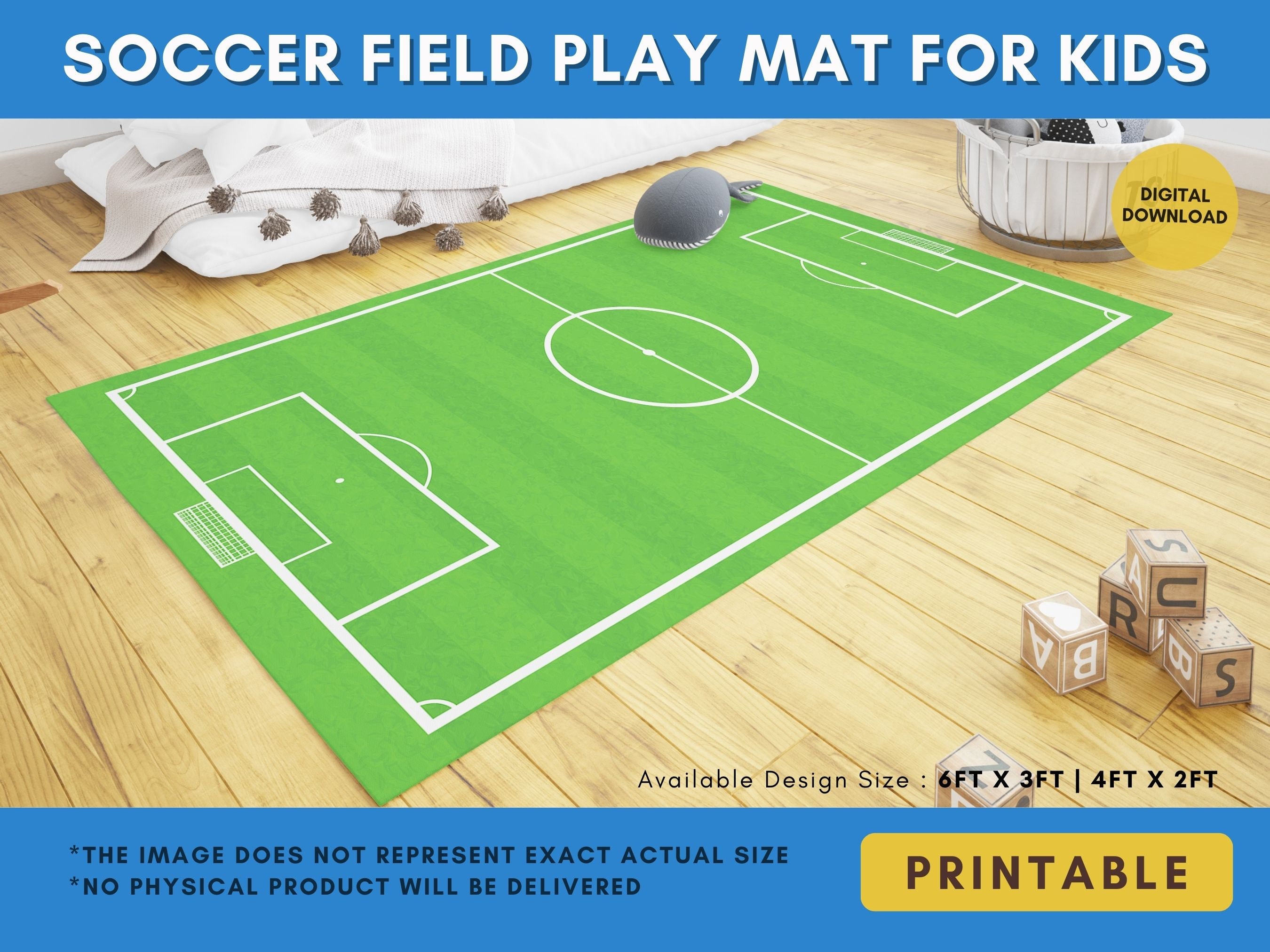 Soccer Field Play Mat Printable Set Rug in Digital | Play Mat Soccer ...