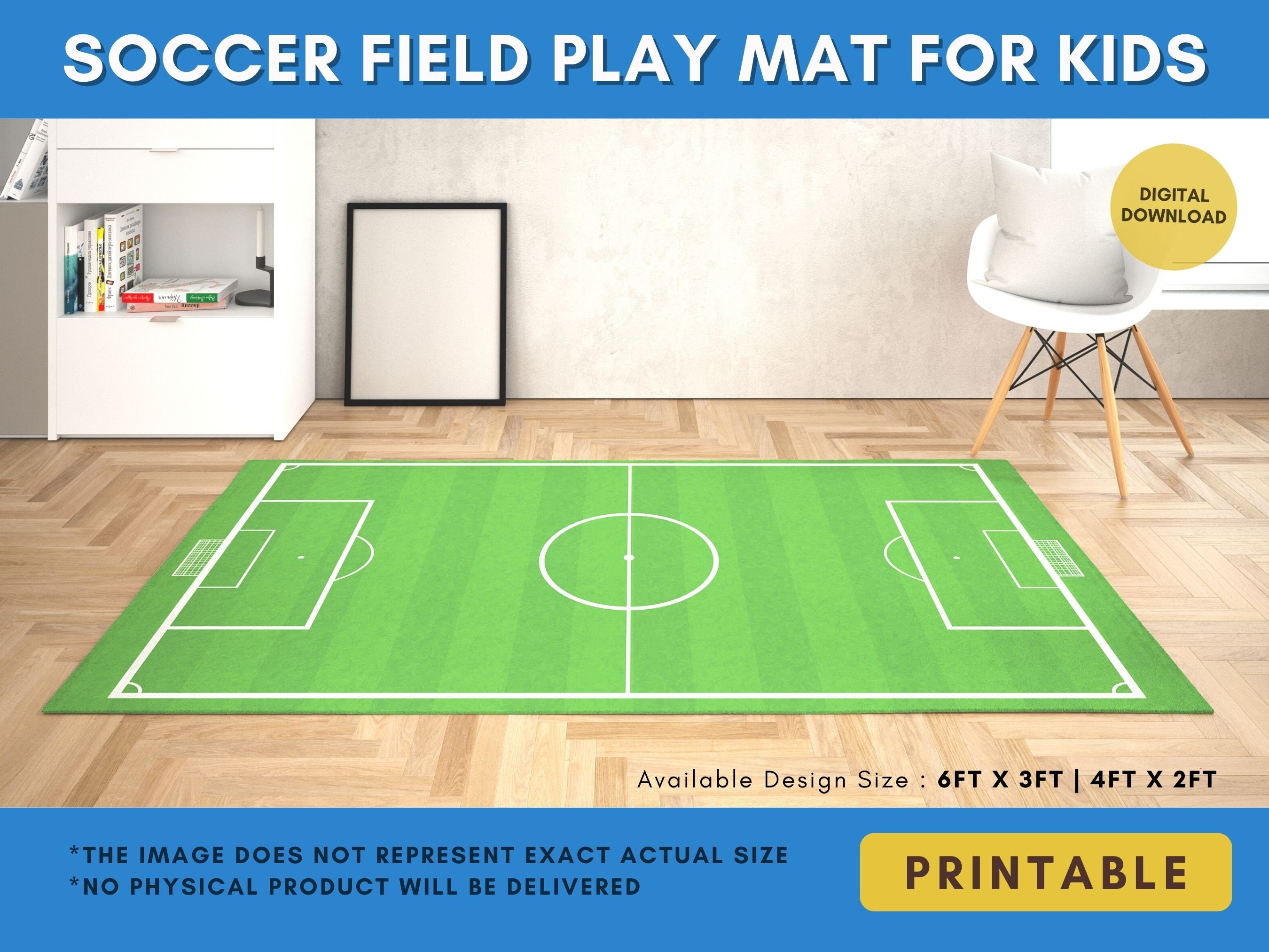 Soccer Field Play Mat Printable Set Rug in Digital | Play Mat Soccer ...