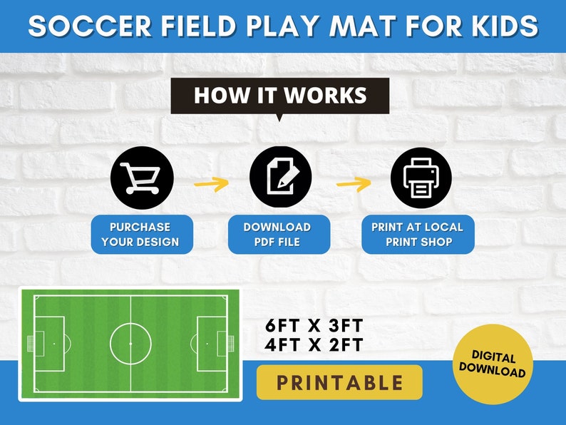 Soccer Field Play Mat Printable Set Rug in Digital | Play Mat Soccer ...