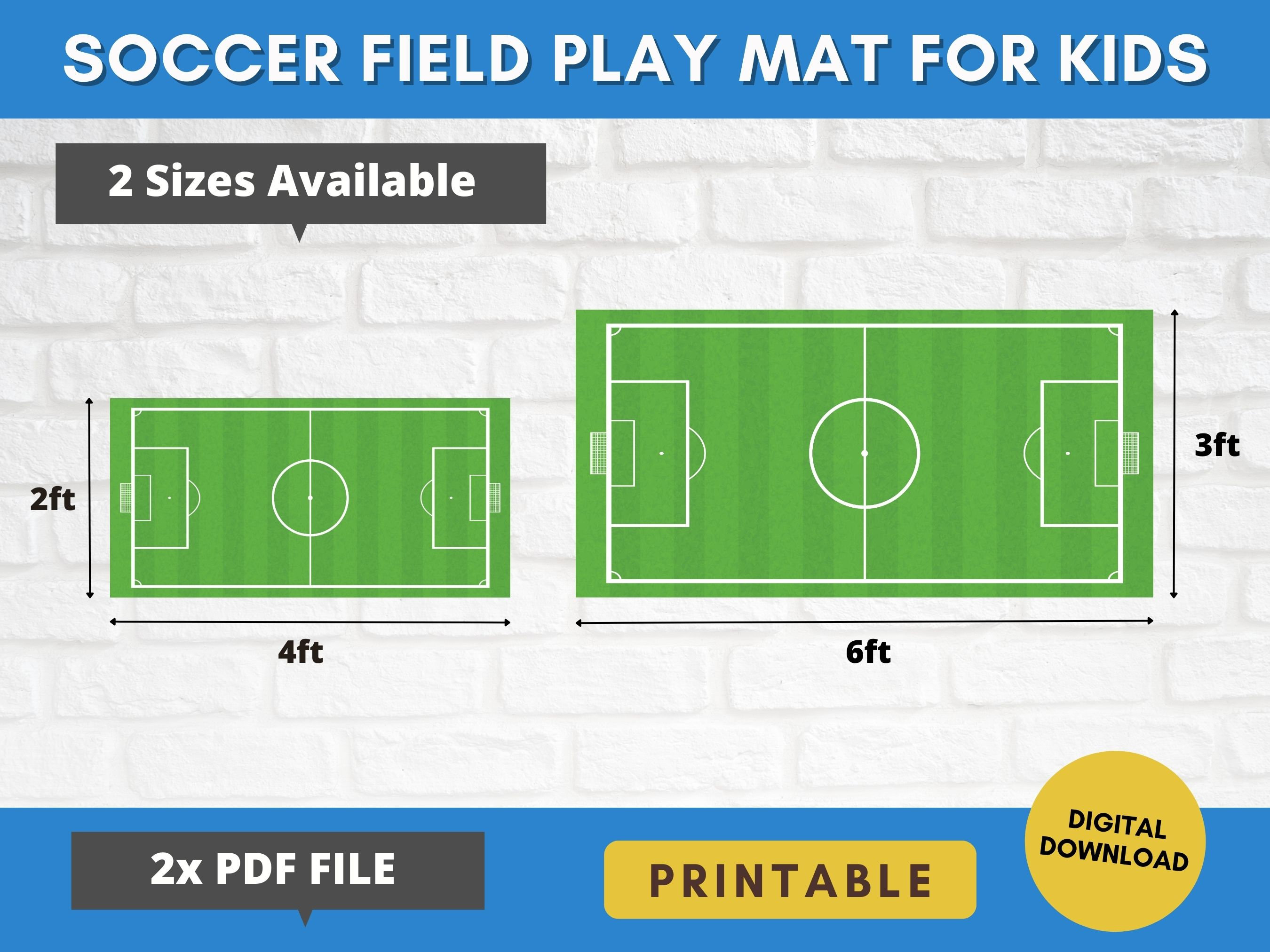Soccer Field Play Mat Printable Set Rug in Digital | Play Mat Soccer ...