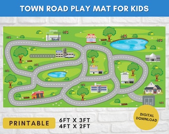 Kids City Town Roads Map Car Play Mat Printable Set Rug in Digital ...