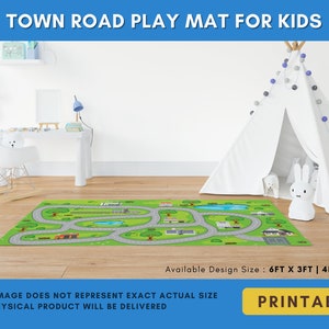Kids City Town Roads Map Car Play Mat Printable Set Rug in Digital ...