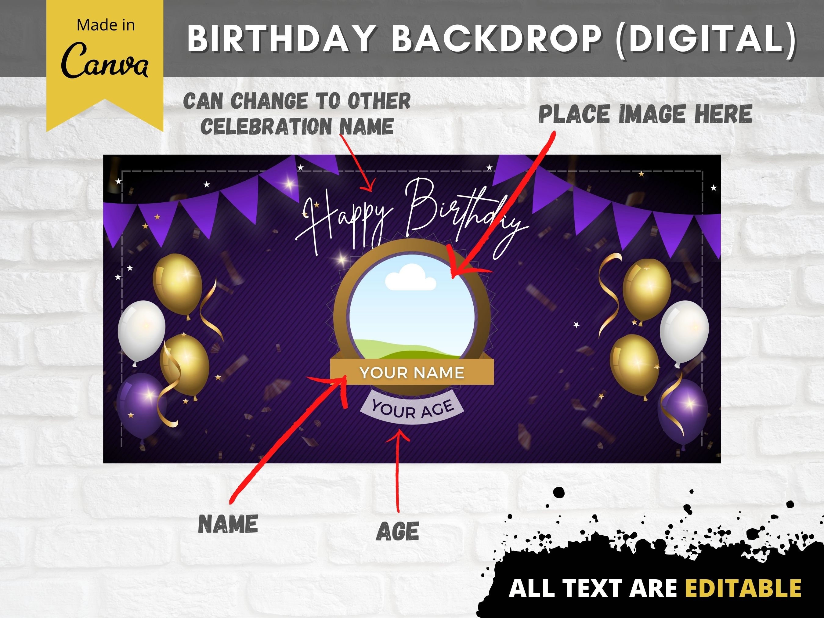 Happy Birthday Banner Personalized, Custom Banner, Purple Birthday ...