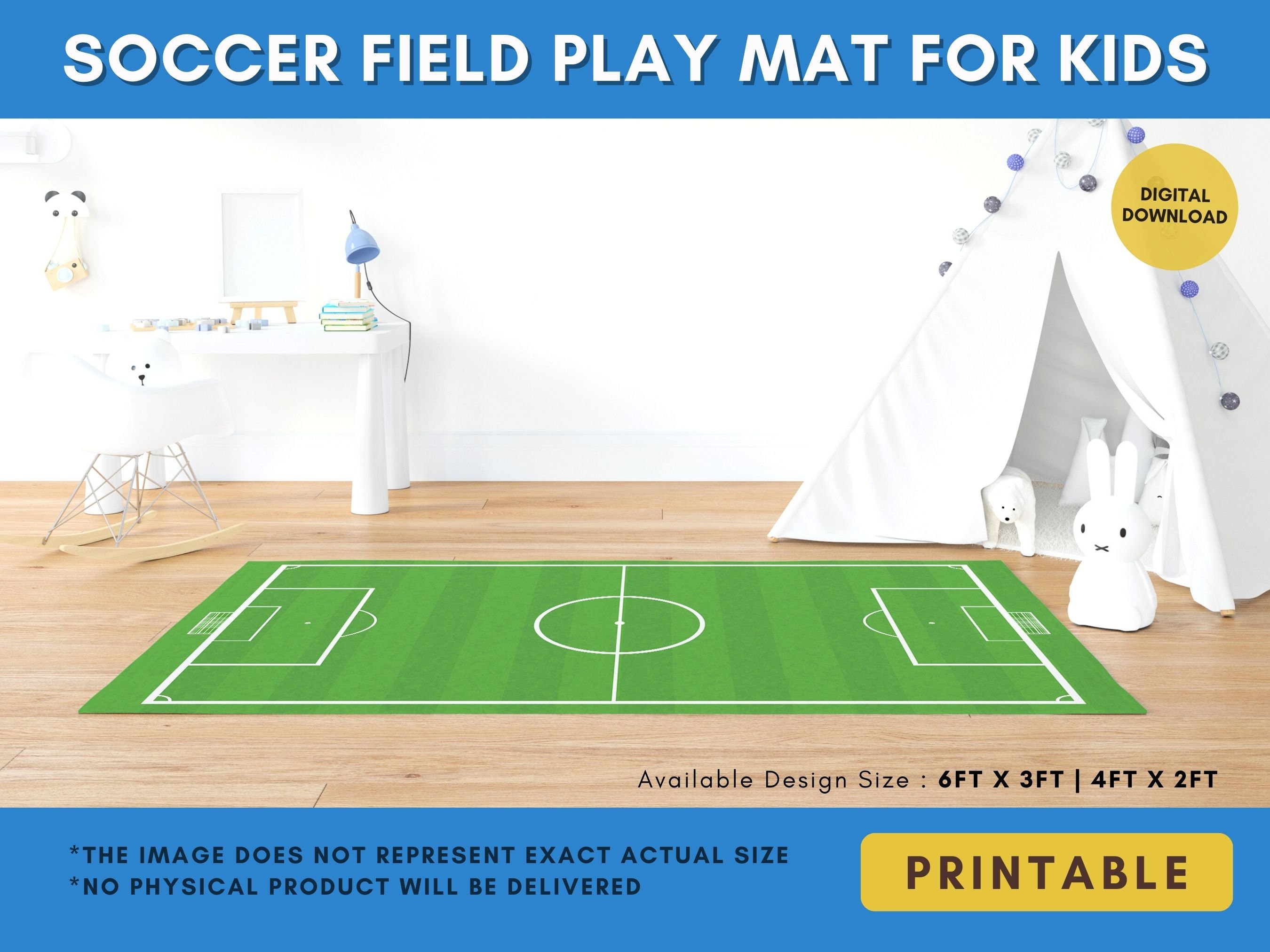 Soccer Field Play Mat Printable Set Rug in Digital | Play Mat Soccer ...