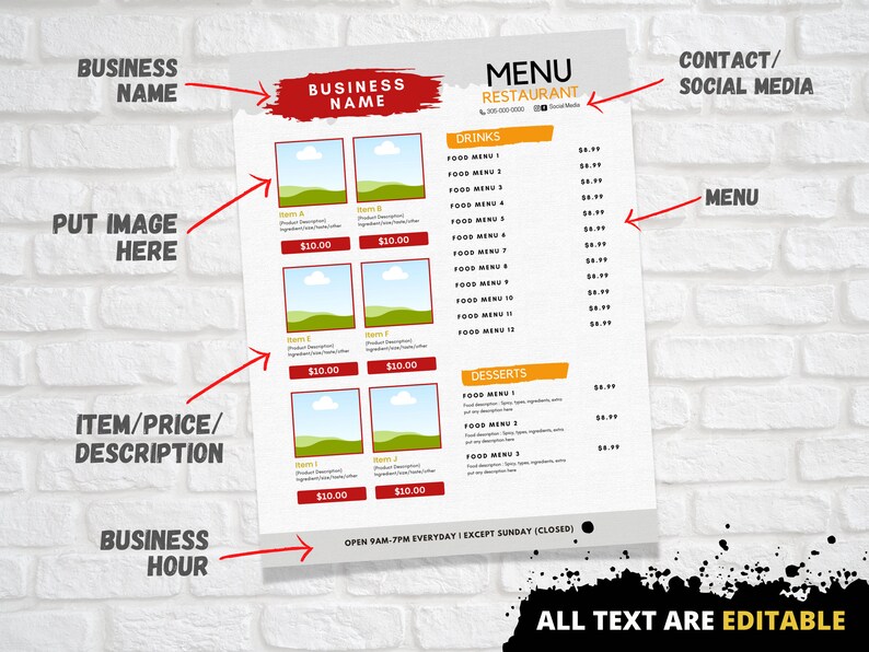 Price List Template Small Business Pricing Editable in Canva Printable ...