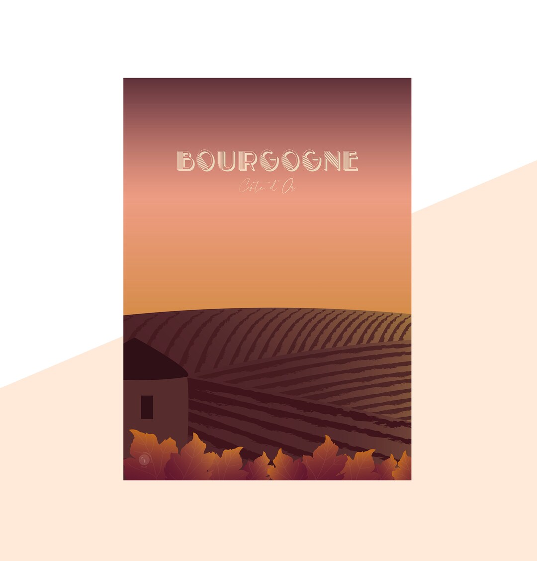 Bourgogne Minimalist Travel Poster Graphic Design Illustration Wall Art ...