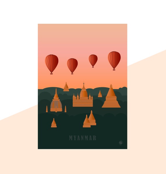 Myanmar Minimalist Travel Poster Graphic Design Illustration - Etsy