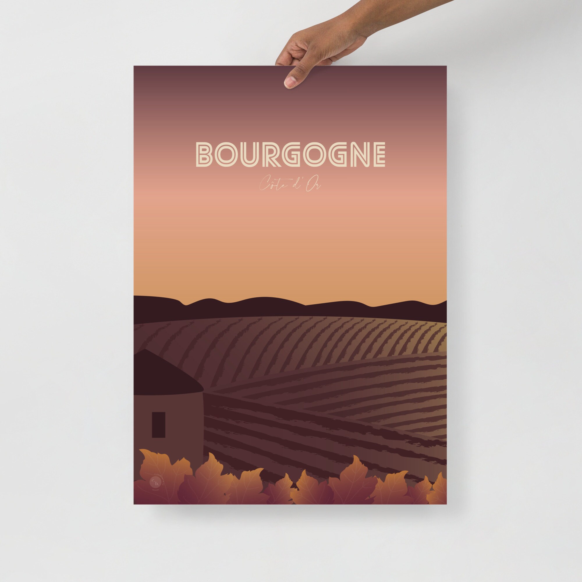 Bourgogne Minimalist Travel Poster Graphic Design Illustration Wall Art ...