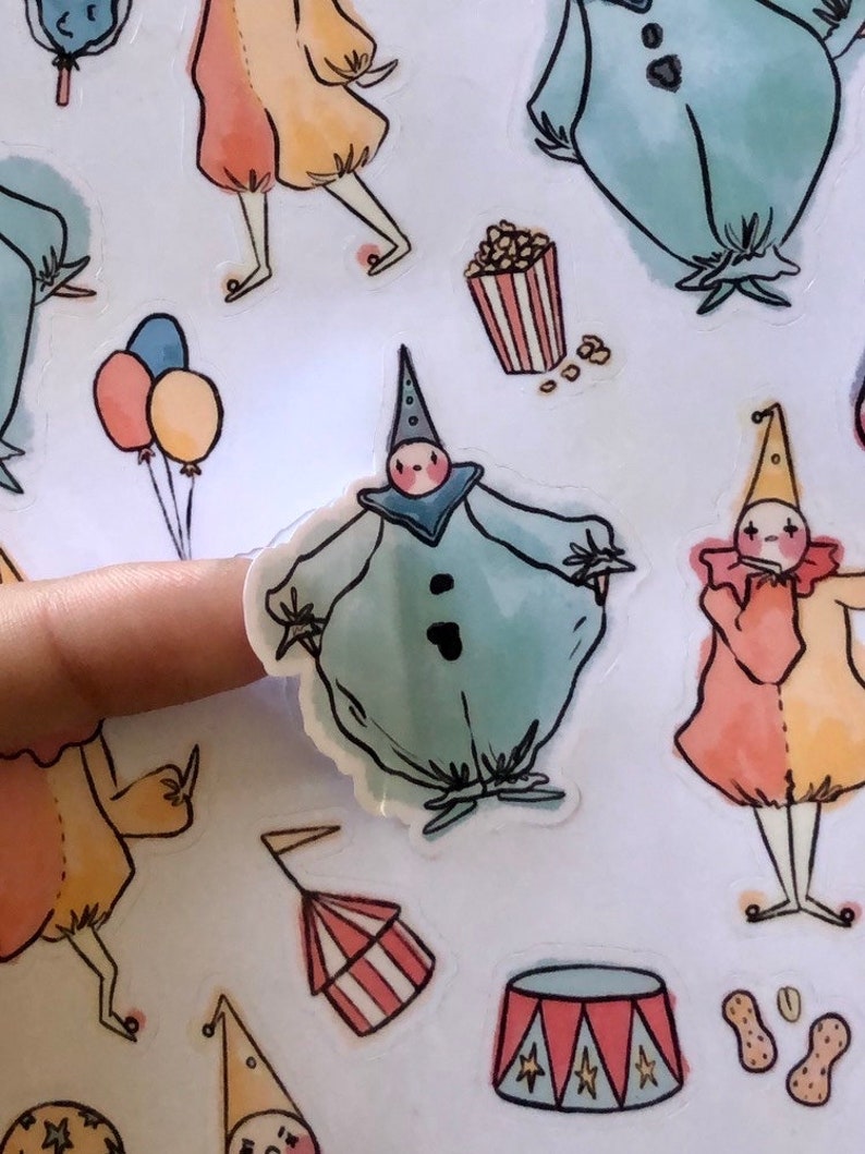 Pop & Corn: Clown Bros — 21pc Sticker Sheet - Etsy