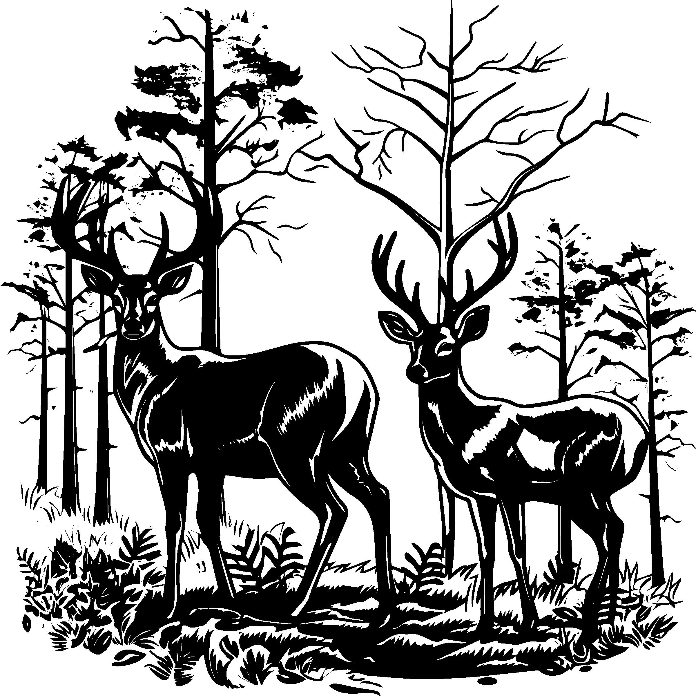 Deer in the Woods SVG, Deer SVG, Woodland Animal SVG, Deer Clipart ...