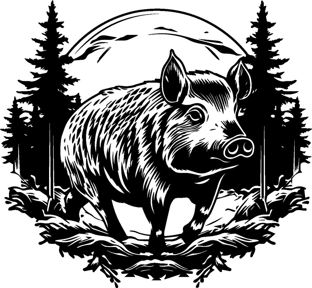 Hog in the Woods SVG, Wild Boar SVG, Forest Hog Clipart, Cutting File ...