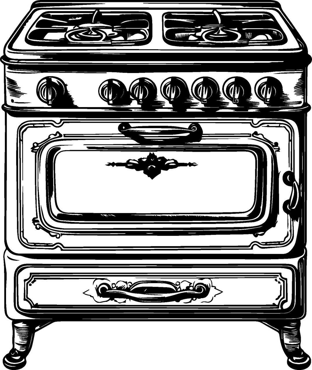 Vintage Stove SVG, Retro Kitchen Clipart, Cutting File, Cricut SVG ...