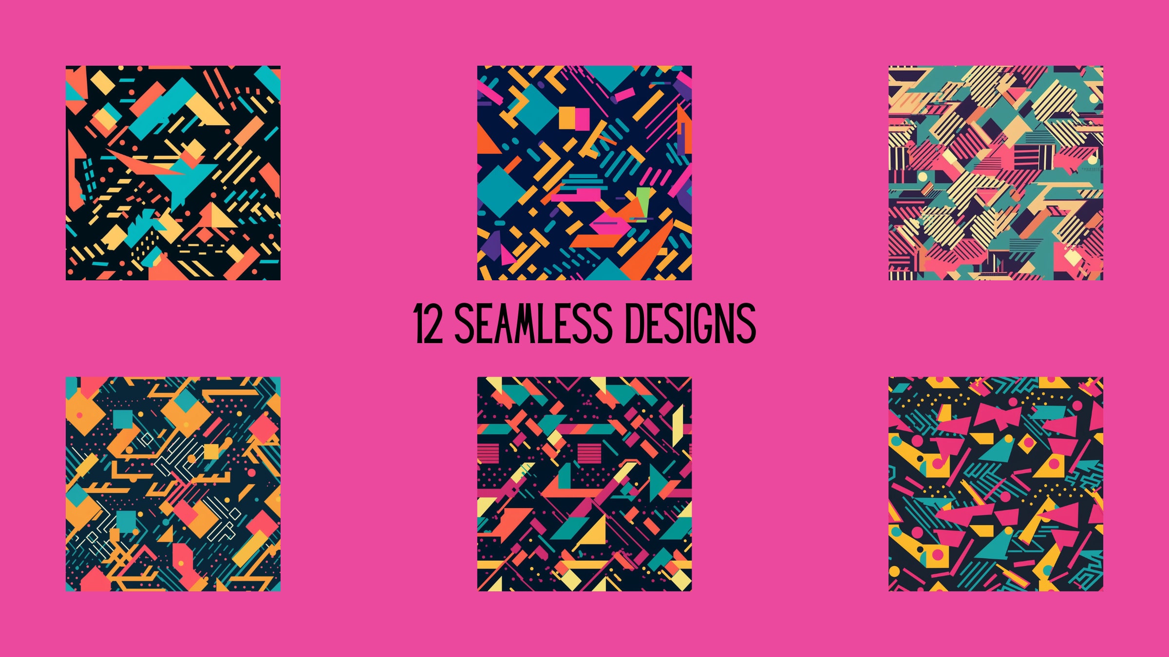 12 Pack Seamless 1980s Style Patterns High-quality Digital Download for ...