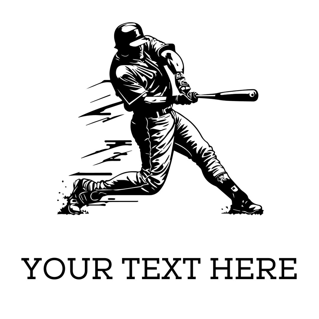 Customizable Baseball Player Swinging SVG File for Crafts and DIY ...