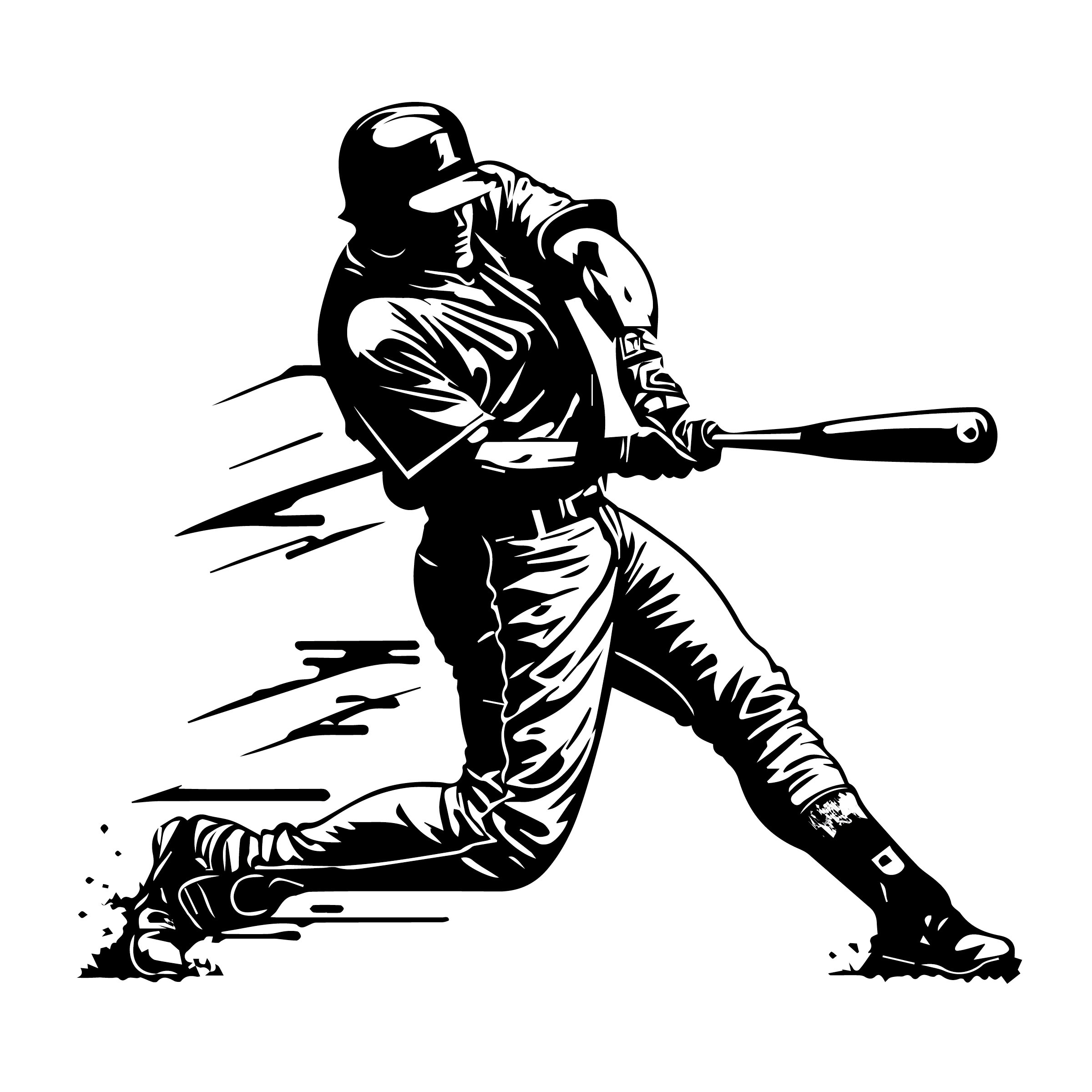 Customizable Baseball Player Swinging SVG File for Crafts and DIY ...