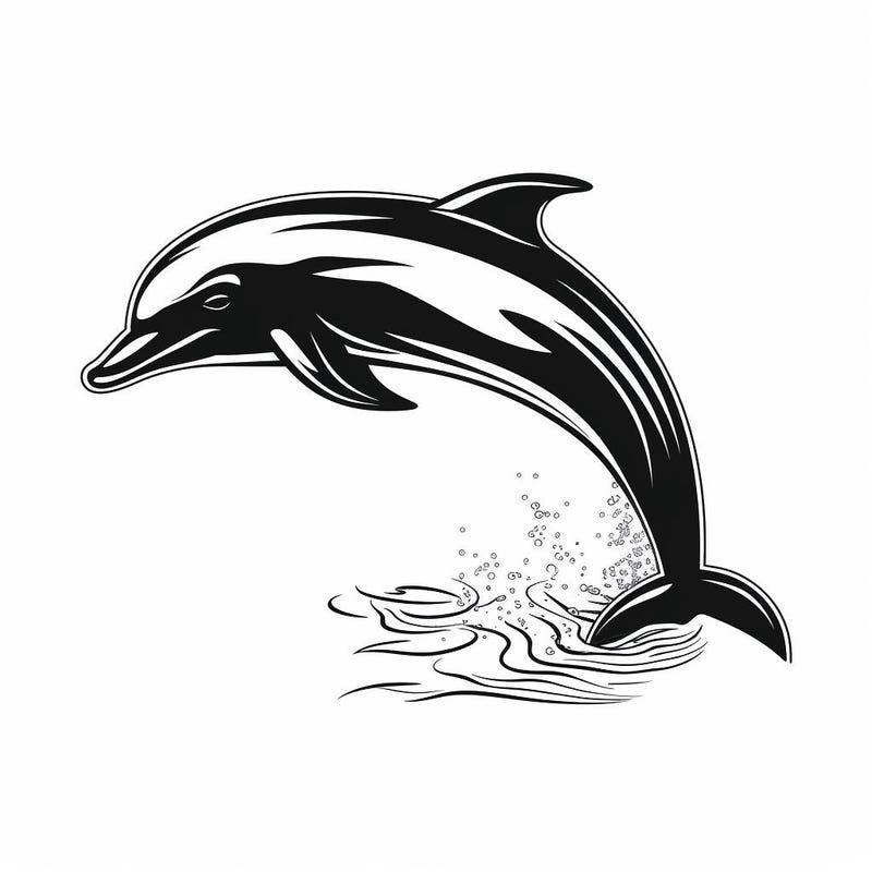 Dolphin Black and White - Etsy