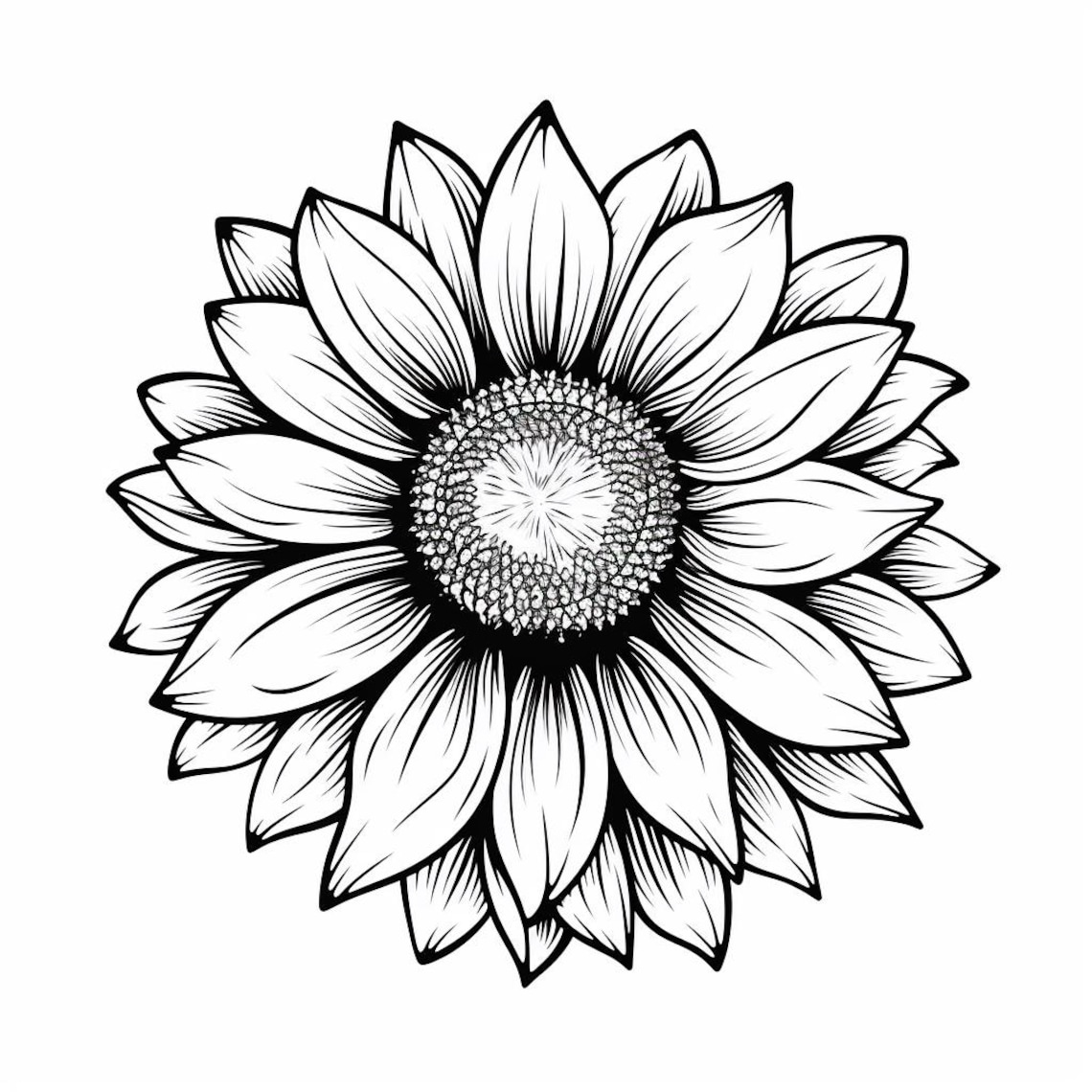 Sunflower Simple Vector Image, Black and White Outline Art, Floral ...