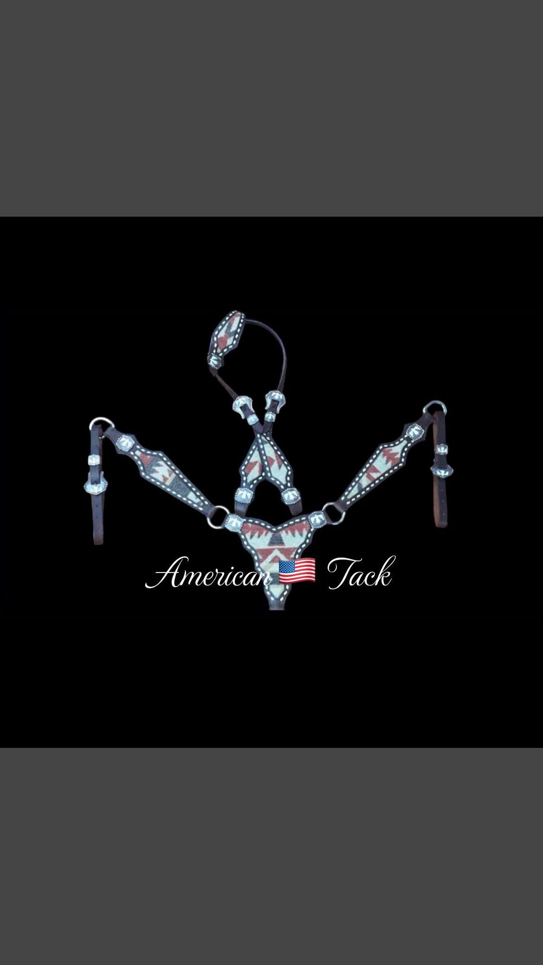 Western Brown Leather Tack Set of Headstall and Breast Collar With Pendleton Wool Inlay - Etsy