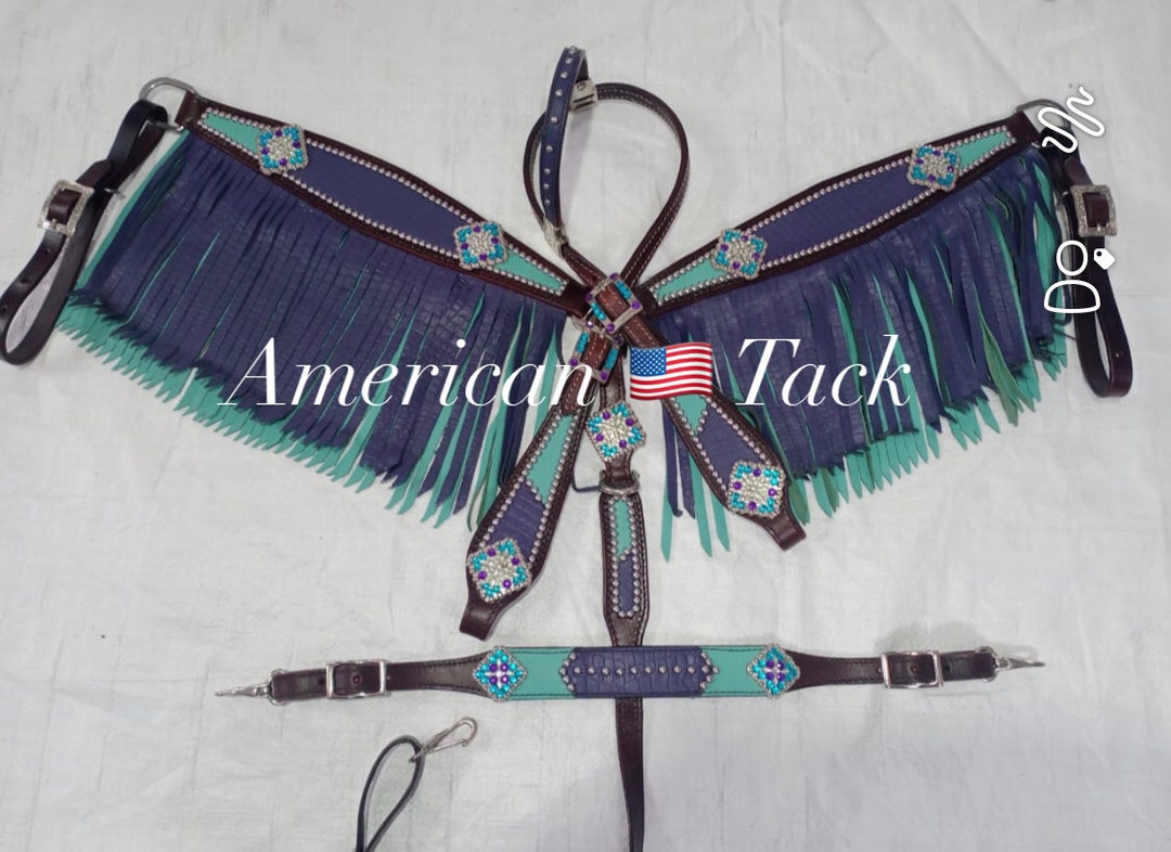 Western Purple Bling Tack Set of Headstall and Breast Collar With ...