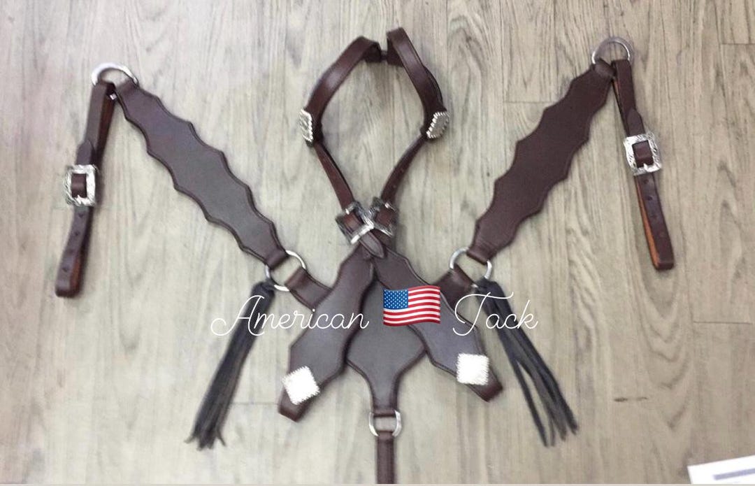 Western Brown Leather Tack Set of Headstall and Breast Collar - Etsy