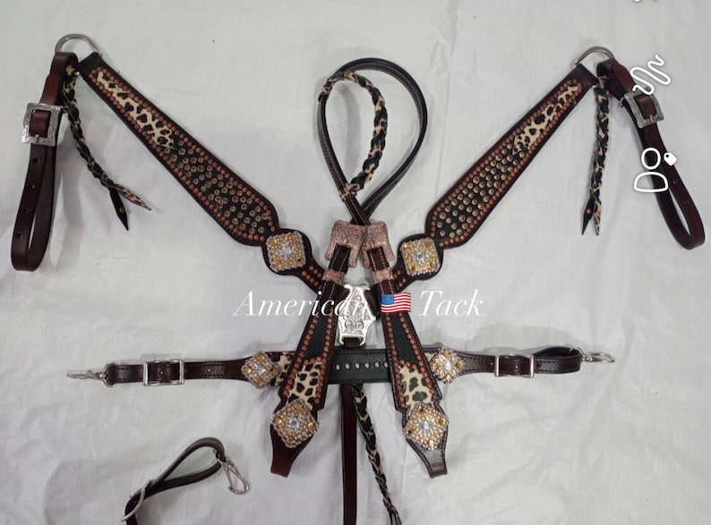 Western Brown Leather Bling Tack Set of Headstall and Breast Collar - Etsy