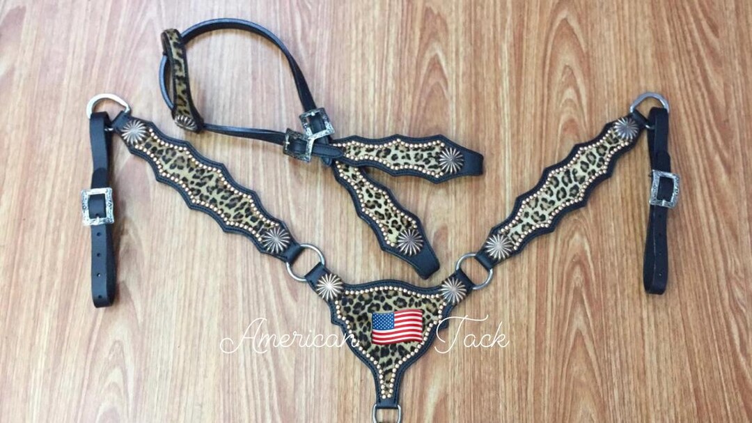 Western Black Leather Bling Tack Set of Headstall and Breast Collar - Etsy