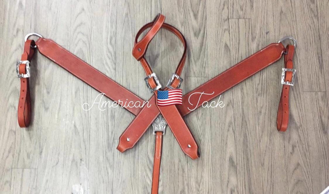 Western Tan Leather Tack Set of Headstall and Breast Collar - Etsy