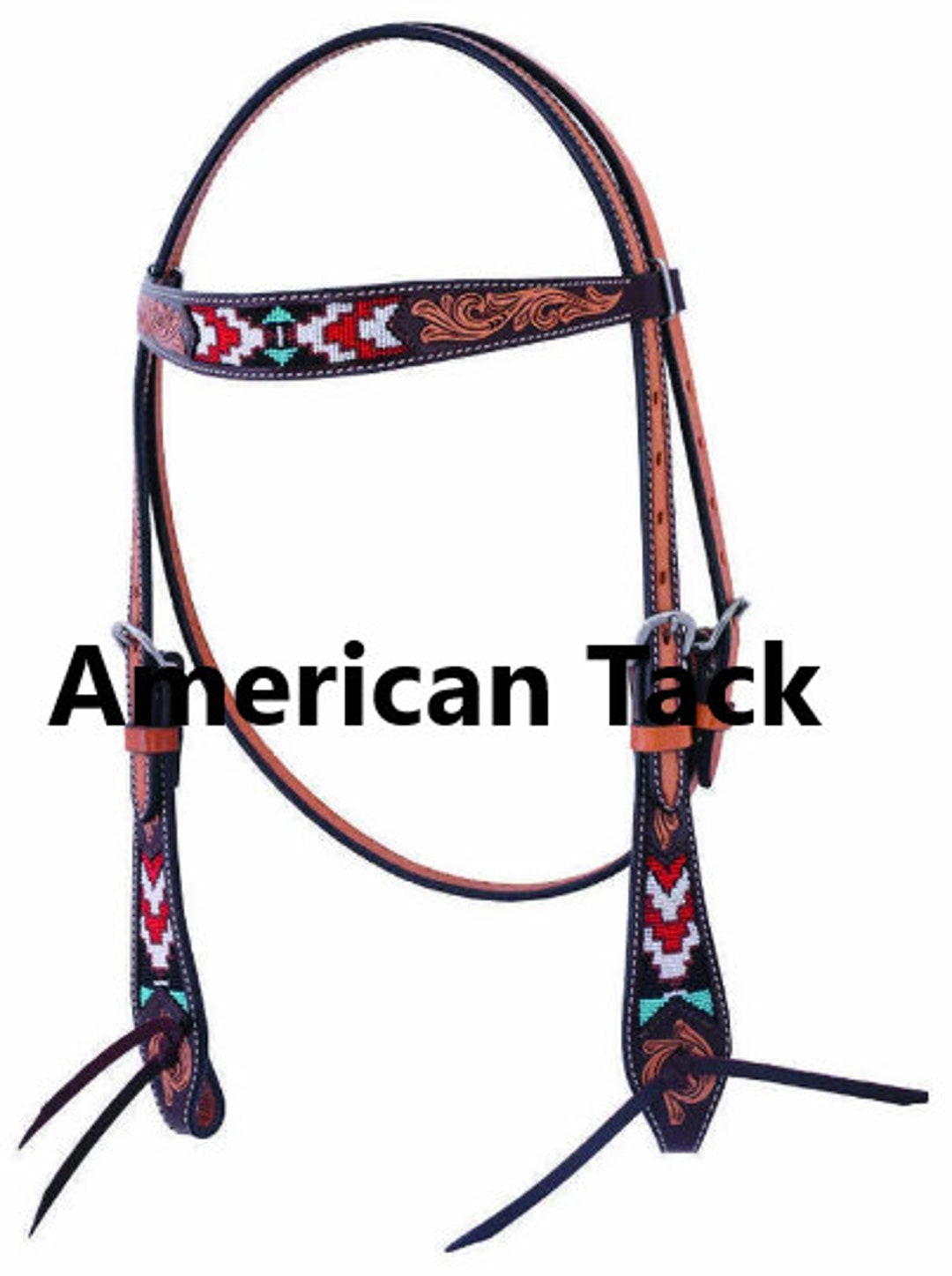Western Two Tone Tack Set of Headstall and Breast Collar With Beaded ...